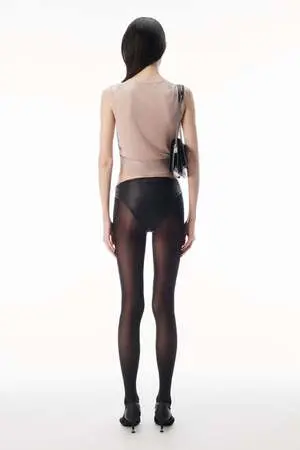 Alexander Wang Crystal Hotfix Deep V-neck Knotted Tank