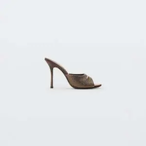 Alexander Wang Cher Crystal Hotfix 105mm Mule - Brown