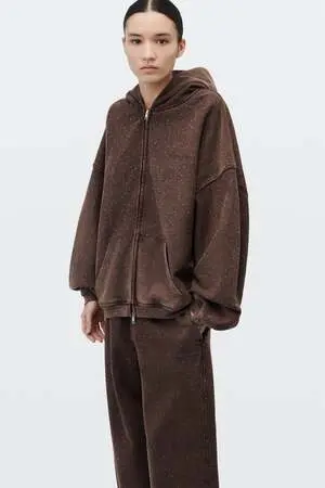 Alexander Wang Crystal Hotfix Mid-rise Sweatpant - Dark Brown