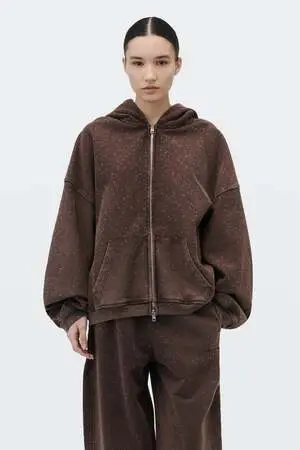 Alexander Wang All-over Crystal Oversized Zip Up Hoodie