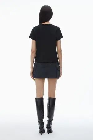 Alexander Wang Puff Logo Shrunken Tee In Cotton Jersey