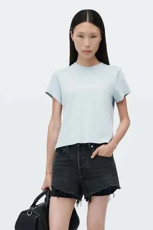 Alexander Wang Logo Print Shrunken Short Sleeve Tee