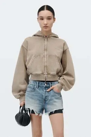 Alexander Wang Crystal Hotfix Zip Up Hoodie