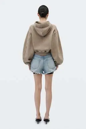 Alexander Wang Crystal Hotfix Zip Up Hoodie
