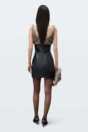Alexander Wang Leather Dress With Faux Fur Bodice