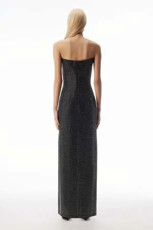 Alexander Wang Crystal Hotfix Strapless High-low Mini Dress
