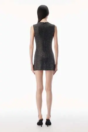 Alexander Wang Crystal Hotfix Sleeveless Mini Dress