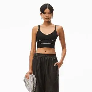 Alexander Wang Logo Elastic Bra In Ribbed Jersey