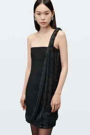 Alexander Wang Crystal Twist Asymmetric Strapless Dress