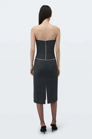Alexander Wang Tweed Strapless Dress With Crystal Trim