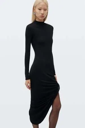 Alexander Wang Twisted Drape Hem Long Sleeve Dress
