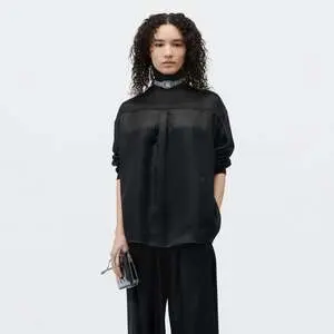 Alexander Wang Silk Reverse-detail Shirt - Black