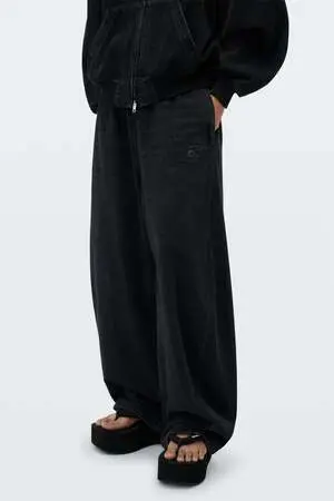 Alexander Wang Logo Elastic Brushed Denim Sweatpant
