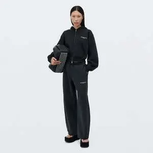 Alexander Wang Logo Print Mid-rise Relaxed Sweatpant - Washed Black