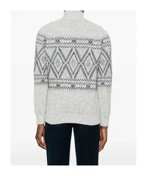 Brunello Cucinelli Patterned Intarsia Cardigan With Zip Closure