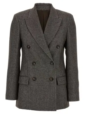 Brunello Cucinelli Double-breasted Tweed Blazer