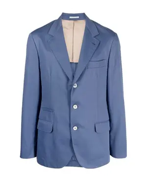 Brunello Cucinelli Single-breasted Cotton Blazer - Blue