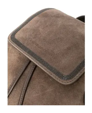 Brunello Cucinelli Crystal-embellished Leather Backpack