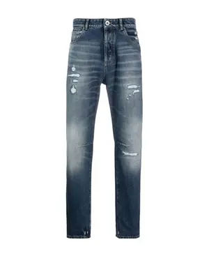 Brunello Cucinelli Logo-patch Cotton Straight-leg Jeans