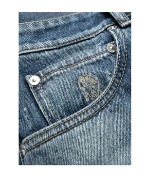 Brunello Cucinelli Logo-patch Cotton Straight-leg Jeans