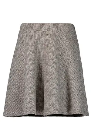 Brunello Cucinelli Herringbone Flared Mini Skirt