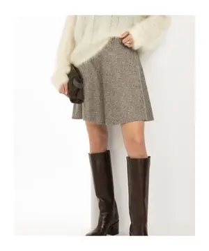 Brunello Cucinelli Herringbone Flared Mini Skirt
