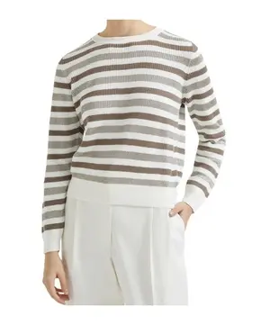 Brunello Cucinelli Striped Cotton Jumper - White