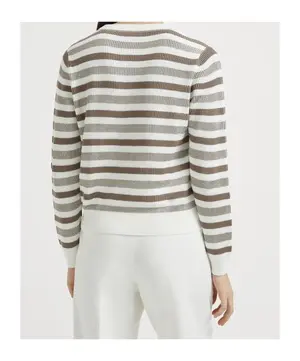 Brunello Cucinelli Striped Cotton Jumper - White