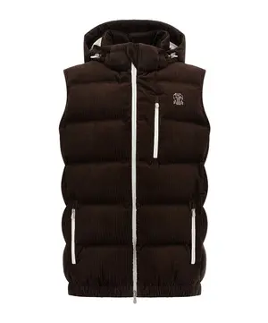Brunello Cucinelli Logo Embroidered Corduroy Waistcoat