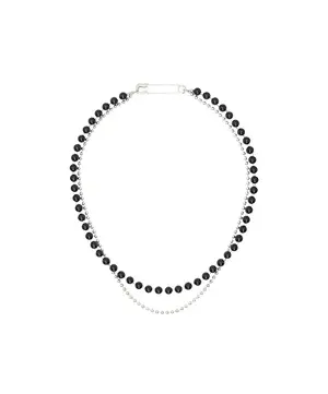 NUMBERING Beaded Necklace - Silver/black