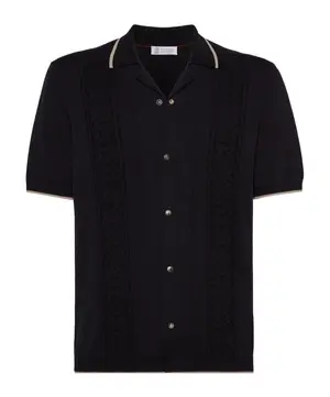 Brunello Cucinelli Contrasted-trim Knitted Shirt