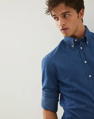 Brunello Cucinelli Button-down Collar Denim Shirt