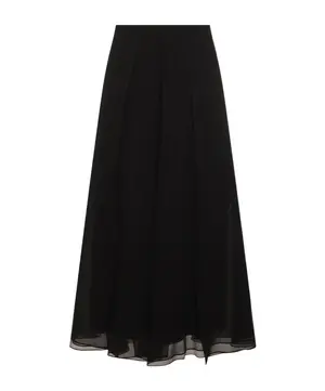 Brunello Cucinelli Pleated Midi Circle Skirt - Black
