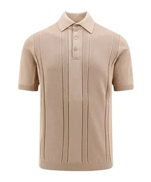 Brunello Cucinelli Short Sleeved Open-knitted Polo Shirt