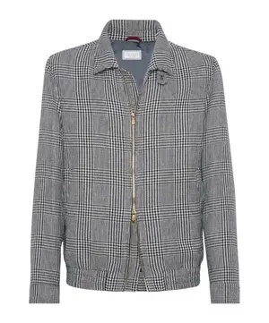 Brunello Cucinelli Puppytooth Pattern Zip-up Jacket