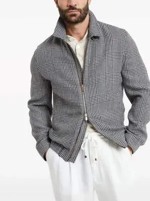 Brunello Cucinelli Puppytooth Pattern Zip-up Jacket