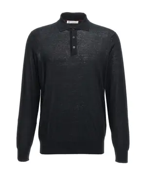 Brunello Cucinelli Long Sleeved Knitted Polo Shirt