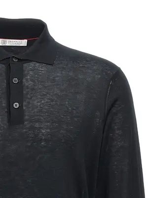 Brunello Cucinelli Long Sleeved Knitted Polo Shirt