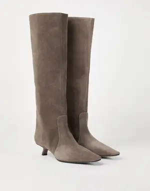 Brunello Cucinelli Suede Knee-high Boots With Embellishment