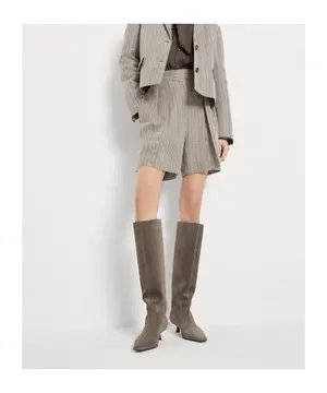 Brunello Cucinelli Suede Knee-high Boots With Embellishment