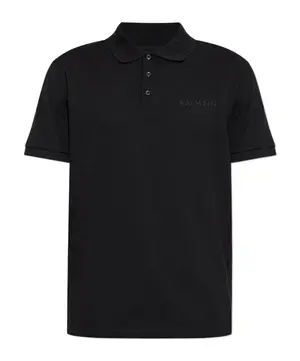 Balmain Logo-embroidered Polo Shirt - Black