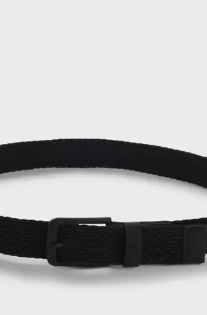 Hugo Boss Woven Belt With Leather Trims And Logo Detail