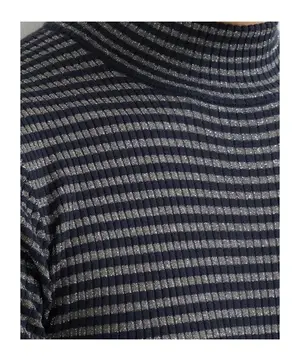 Brunello Cucinelli Striped High Neck Lightweight Sweater