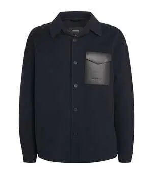 Mackage Wool Leather-trim Emmanuel Overshirt - Navy