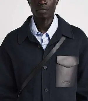 Mackage Wool Leather-trim Emmanuel Overshirt - Navy
