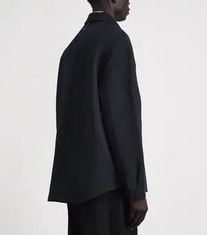Mackage Wool Leather-trim Emmanuel Overshirt - Navy