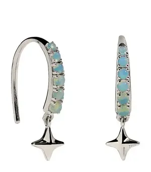 ASTRID & MIYU Rhodium-plated Sterling Cosmic Opal Hook Hoop Earrings - Silver