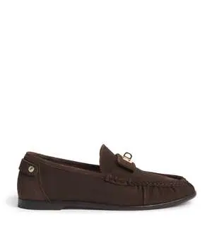 Sandro Suede Loafers With Gold-tone Clasp