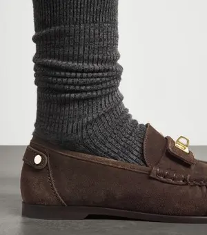 Sandro Suede Loafers With Gold-tone Clasp