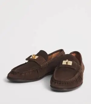 Sandro Suede Loafers With Gold-tone Clasp
